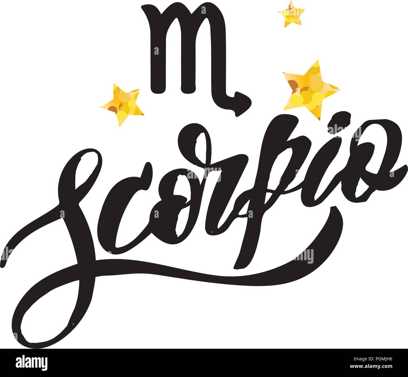 Scorpio lettering Calligraphy Brush Text horoscope Zodiac sign ...