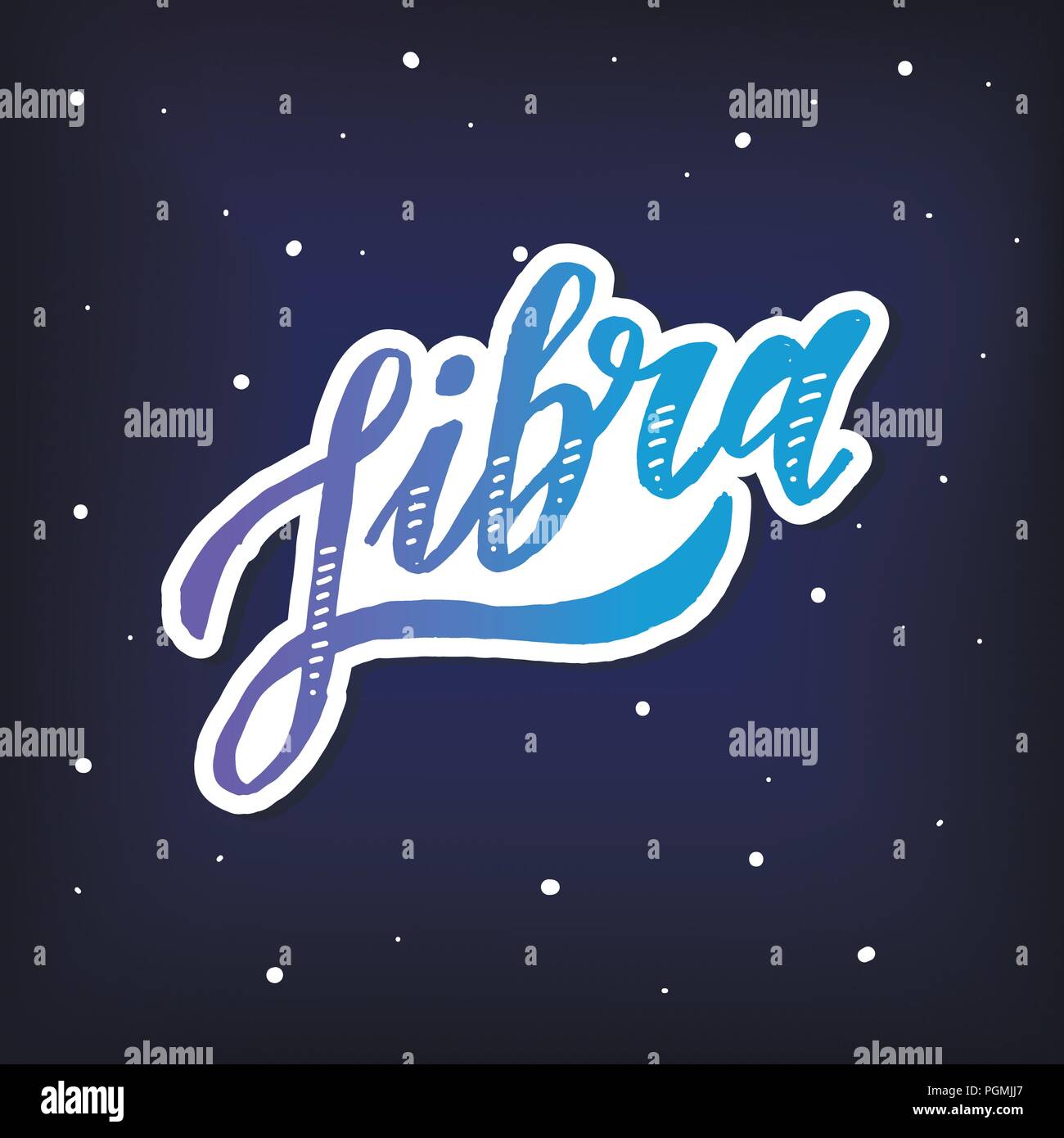 Libra lettering Calligraphy Brush Text horoscope Zodiac sign ...