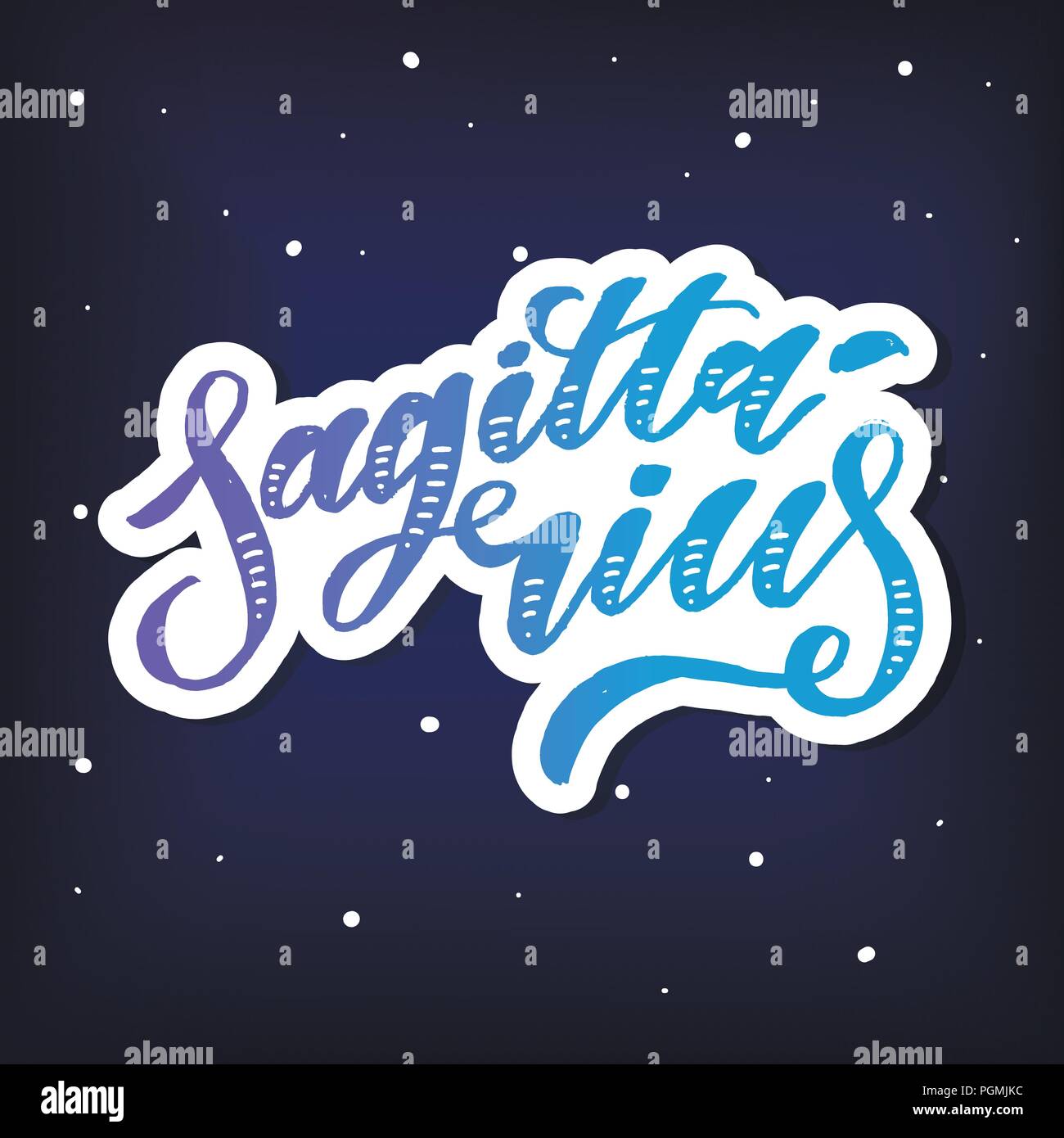 Sagittarius lettering Calligraphy Brush Text horoscope Zodiac sign ...