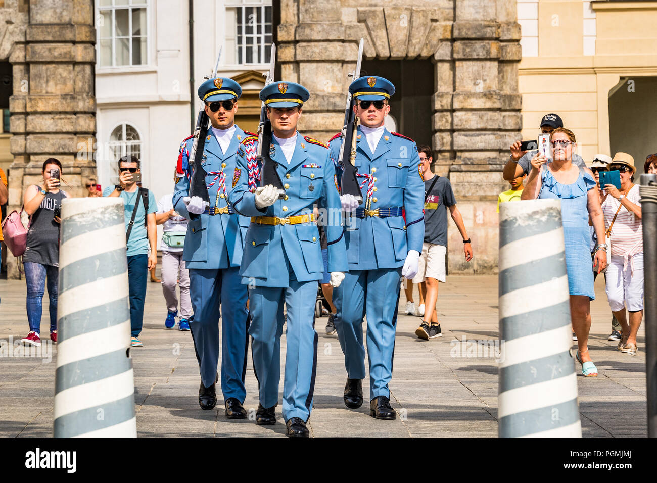Prague castle changing of the guard ceremony, Czech Republic Stock ...
