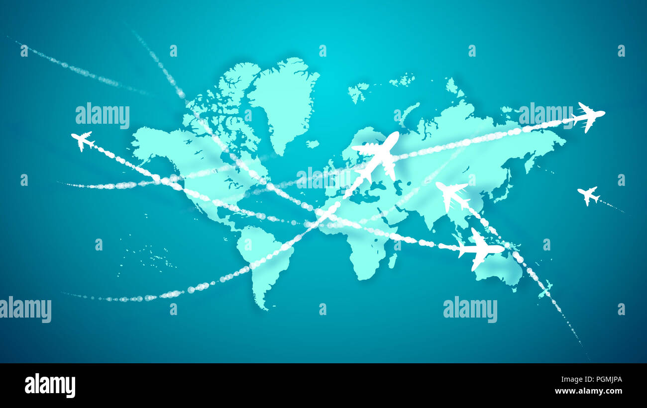 3d airplane routes world map hi-res stock photography and images - Alamy