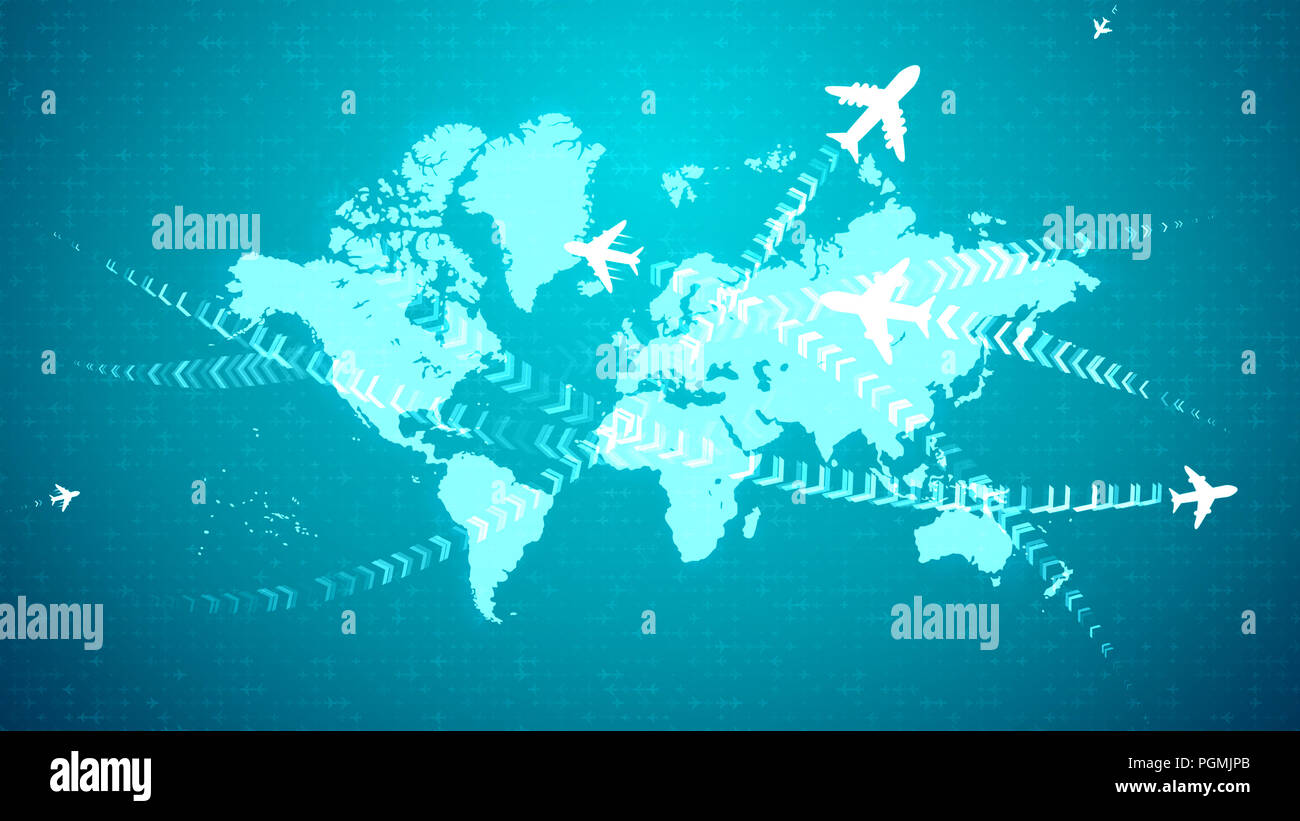 3d airplane routes world map hi-res stock photography and images - Alamy