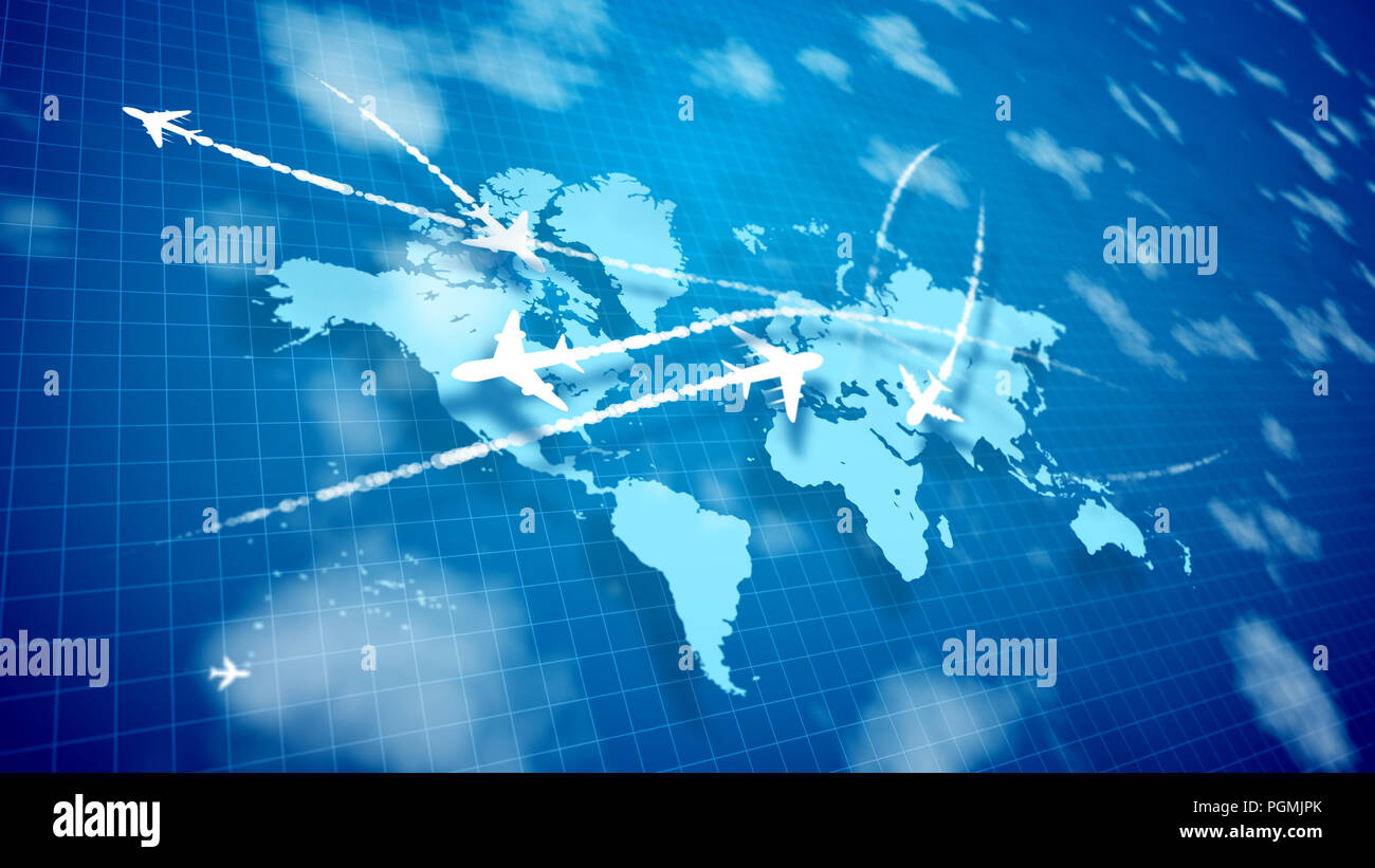 3d airplane routes world map hi-res stock photography and images - Alamy