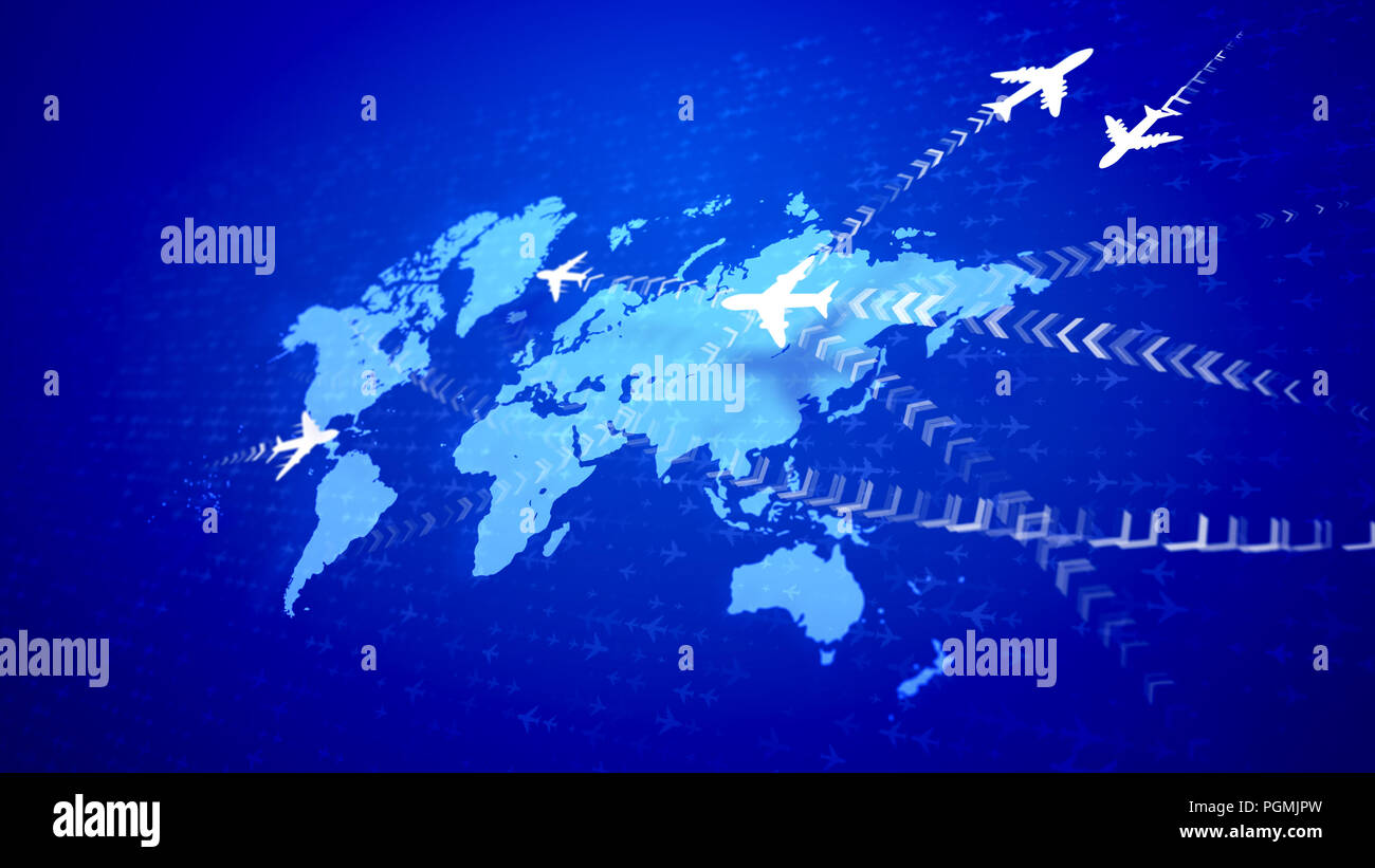 3d airplane routes world map hi-res stock photography and images - Alamy