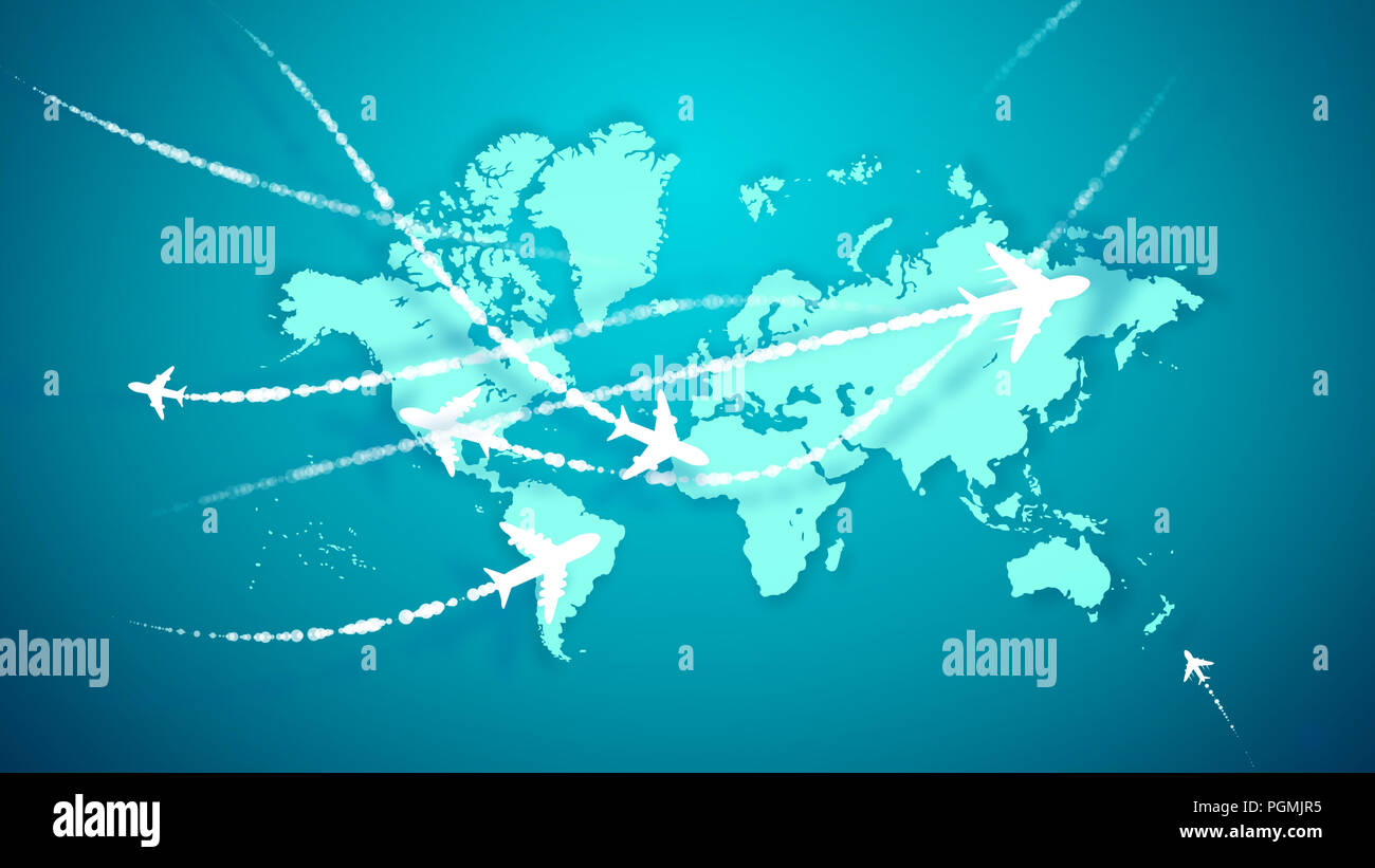 3d airplane routes world map hi-res stock photography and images - Alamy