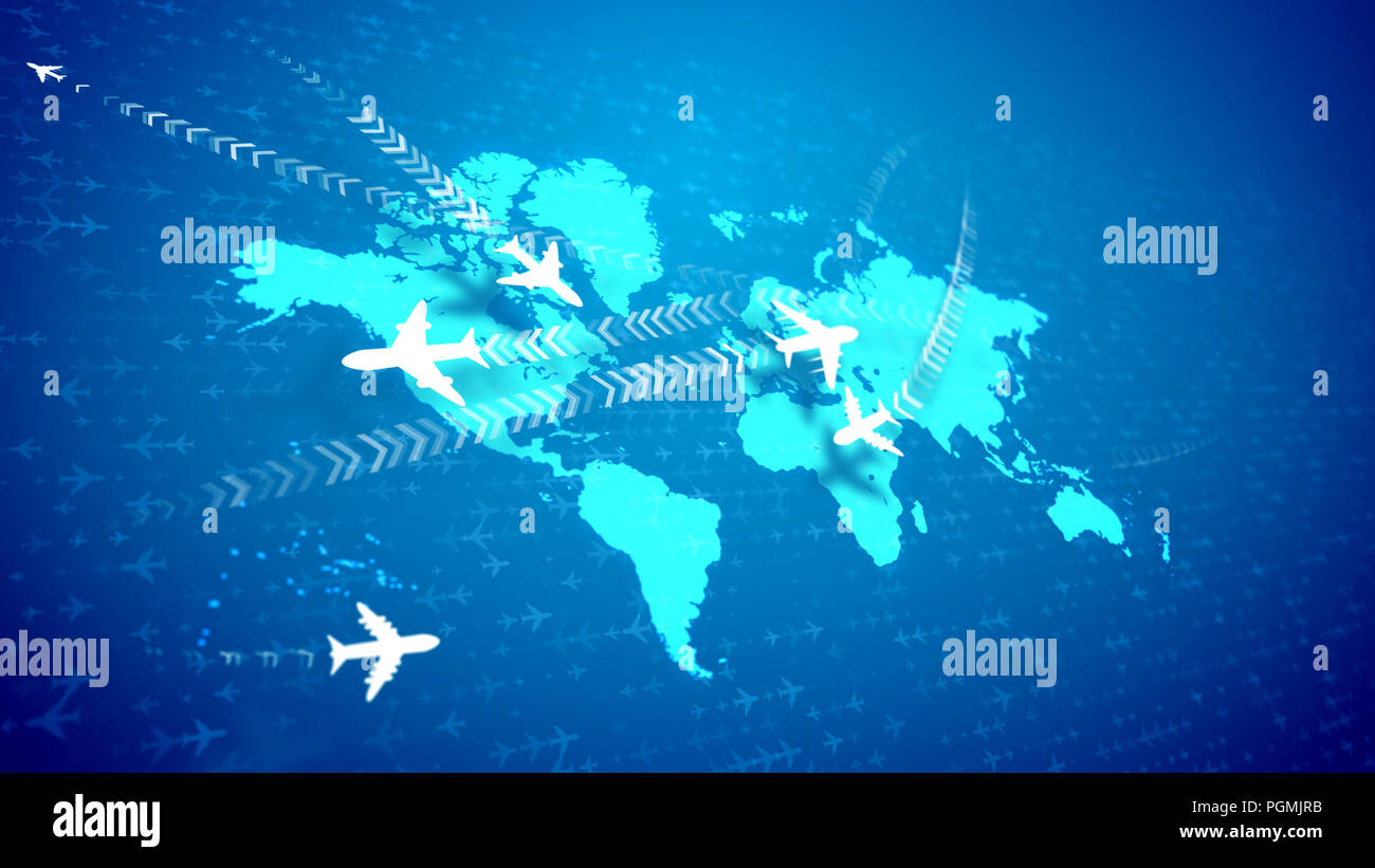 3d airplane routes world map hi-res stock photography and images - Alamy