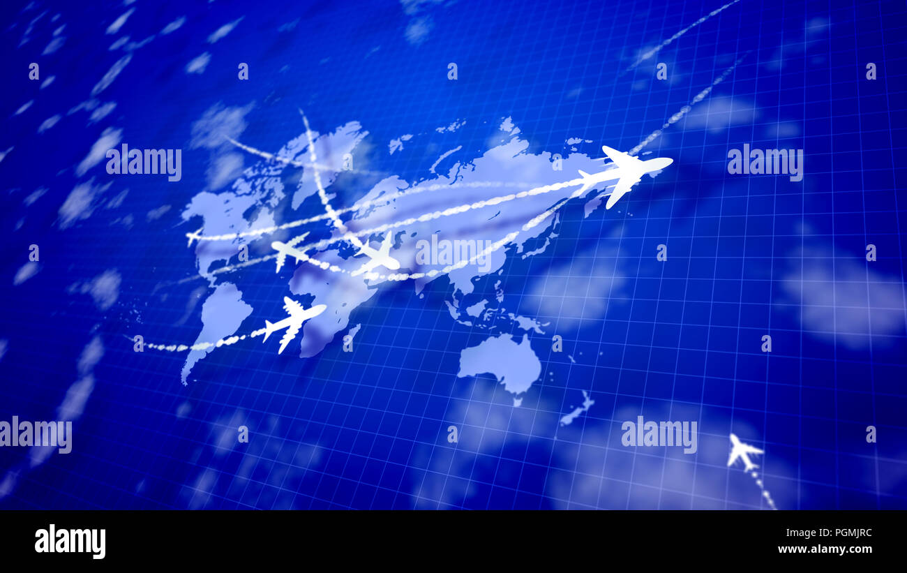 3d airplane routes world map hi-res stock photography and images - Alamy