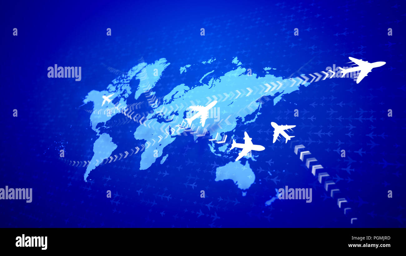3d airplane routes world map hi-res stock photography and images - Alamy