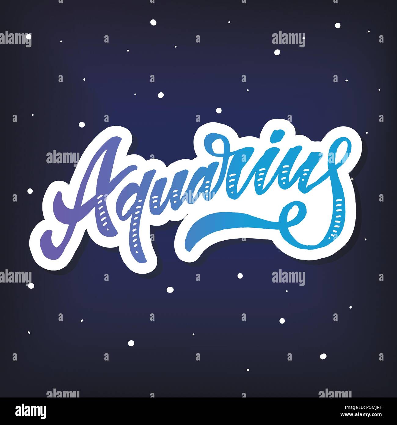 Aquarius lettering Calligraphy Brush Text horoscope Zodiac sign ...