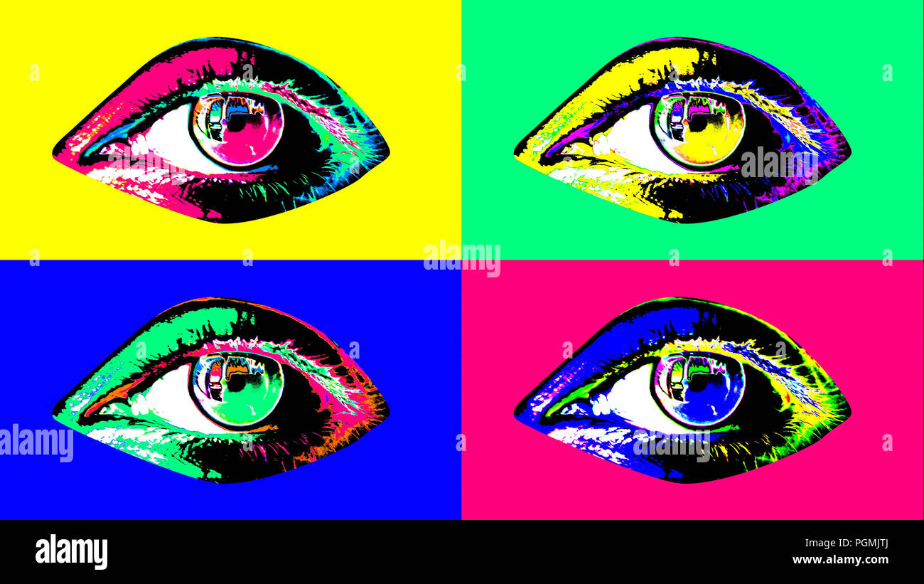 3d illustration of four beautiful human female eyes with dark pupils ...