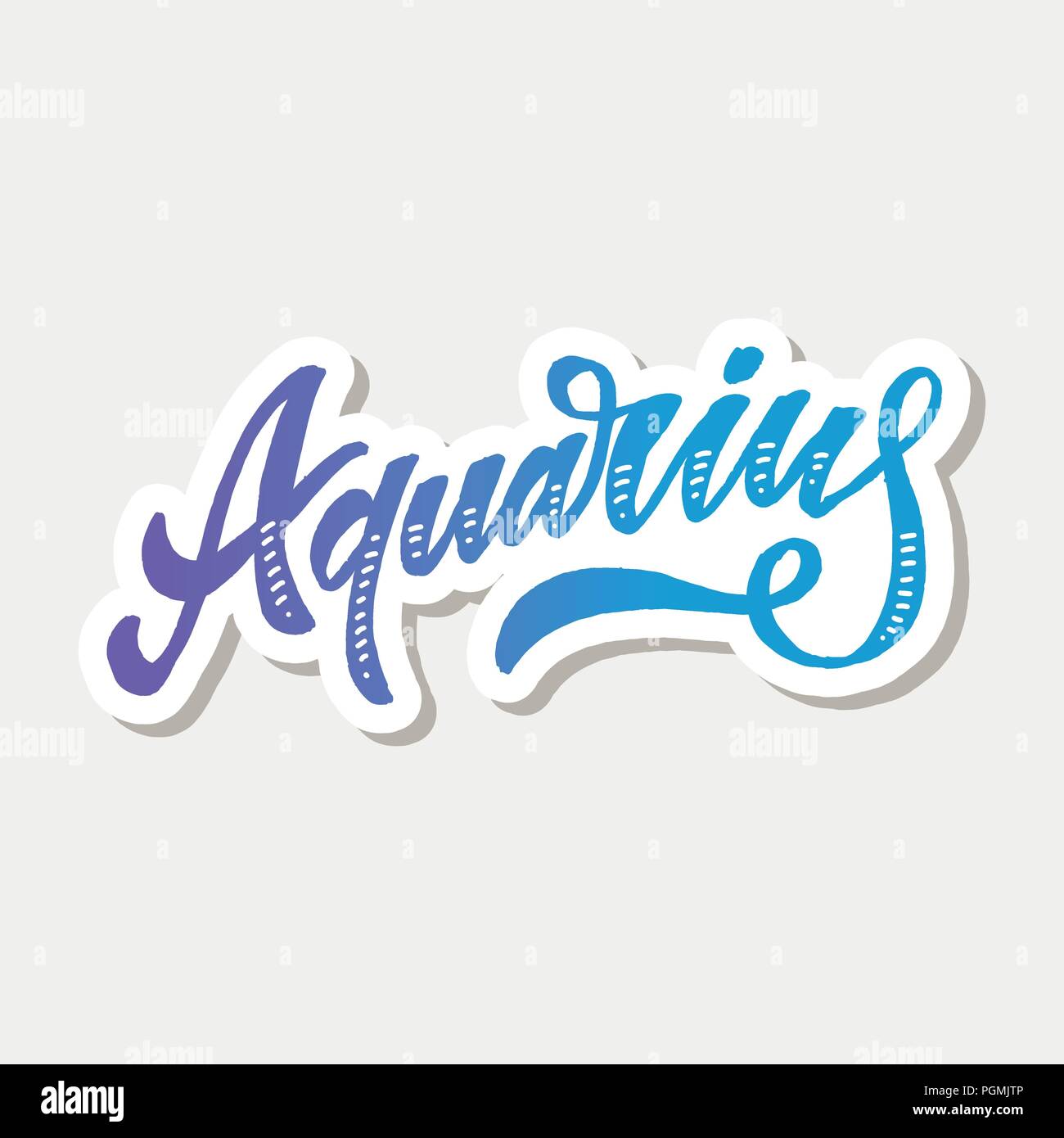 Aquarius lettering Calligraphy Brush Text horoscope Zodiac sign ...