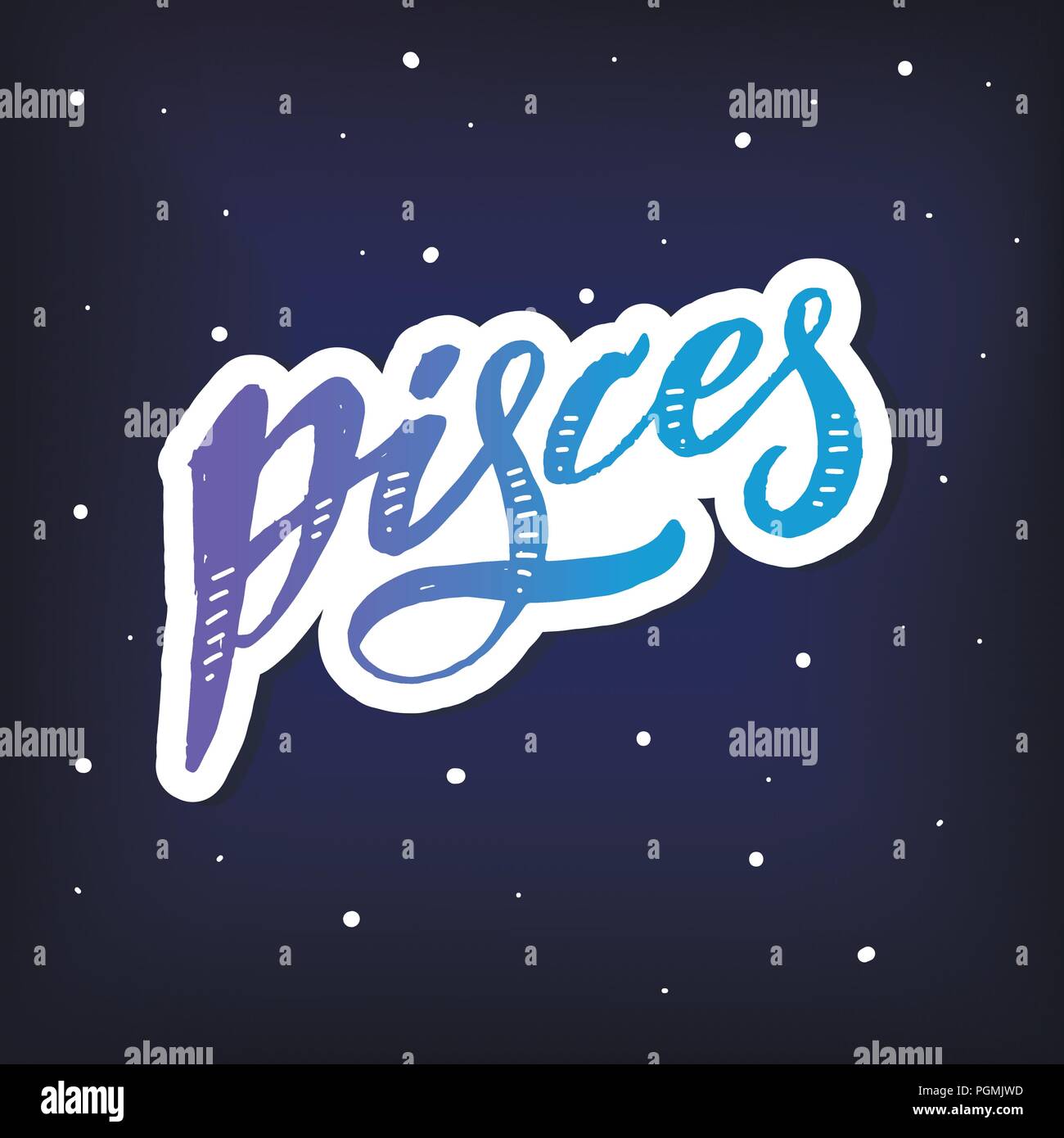 Pisces lettering Calligraphy Brush Text horoscope Zodiac sign ...