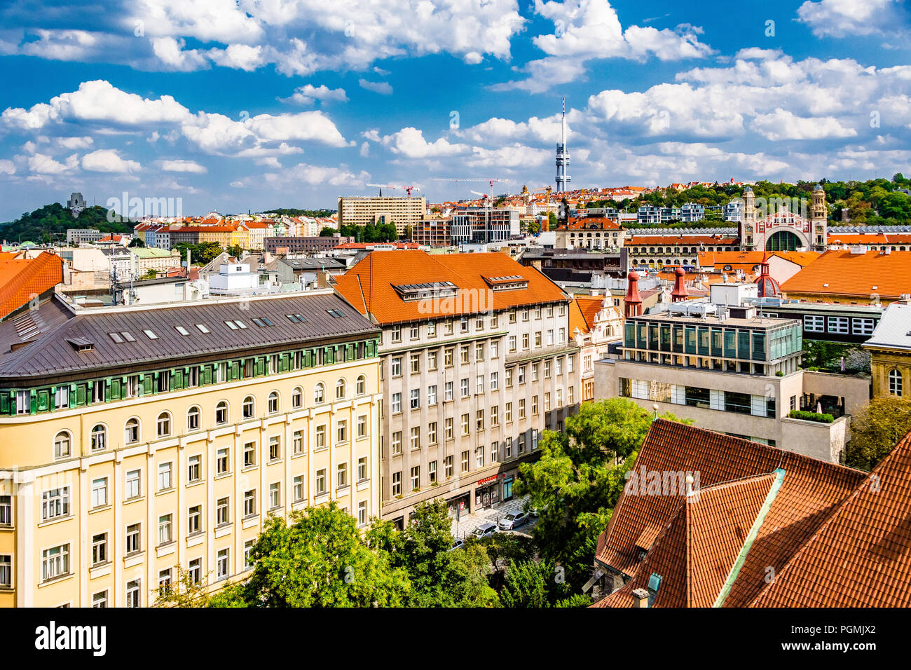 Aerial view of the city centre of Prague in the Czech Republic Stock ...
