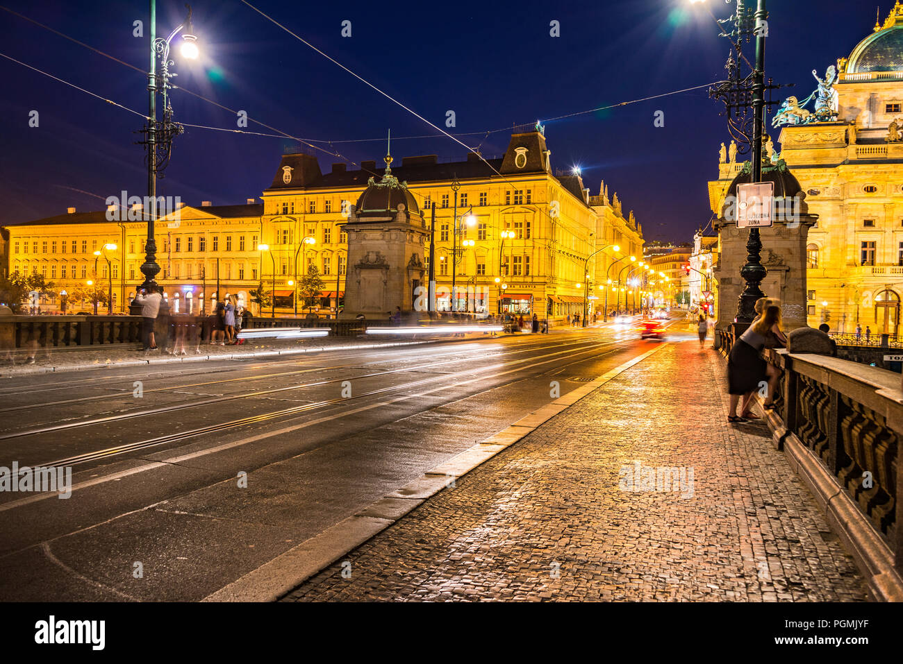 Prague city at night Stock Photo - Alamy