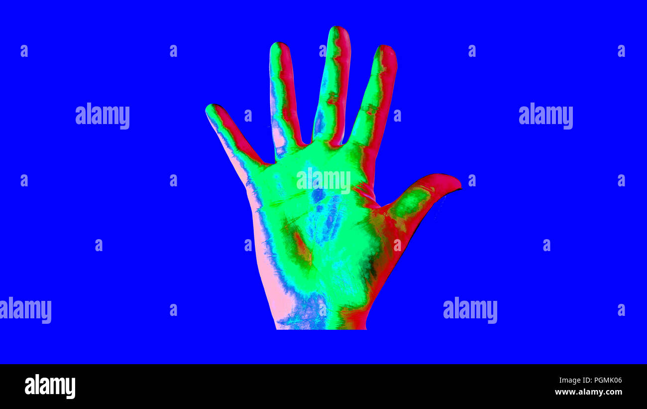 An amazing 3d illustration of a green human hand with a high five ...