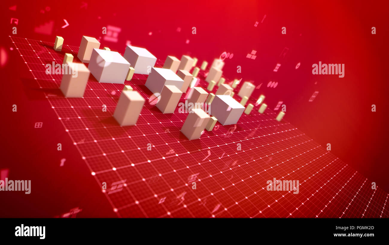 A multidimensional 3d illustration of a bar chart and pc symbols ...