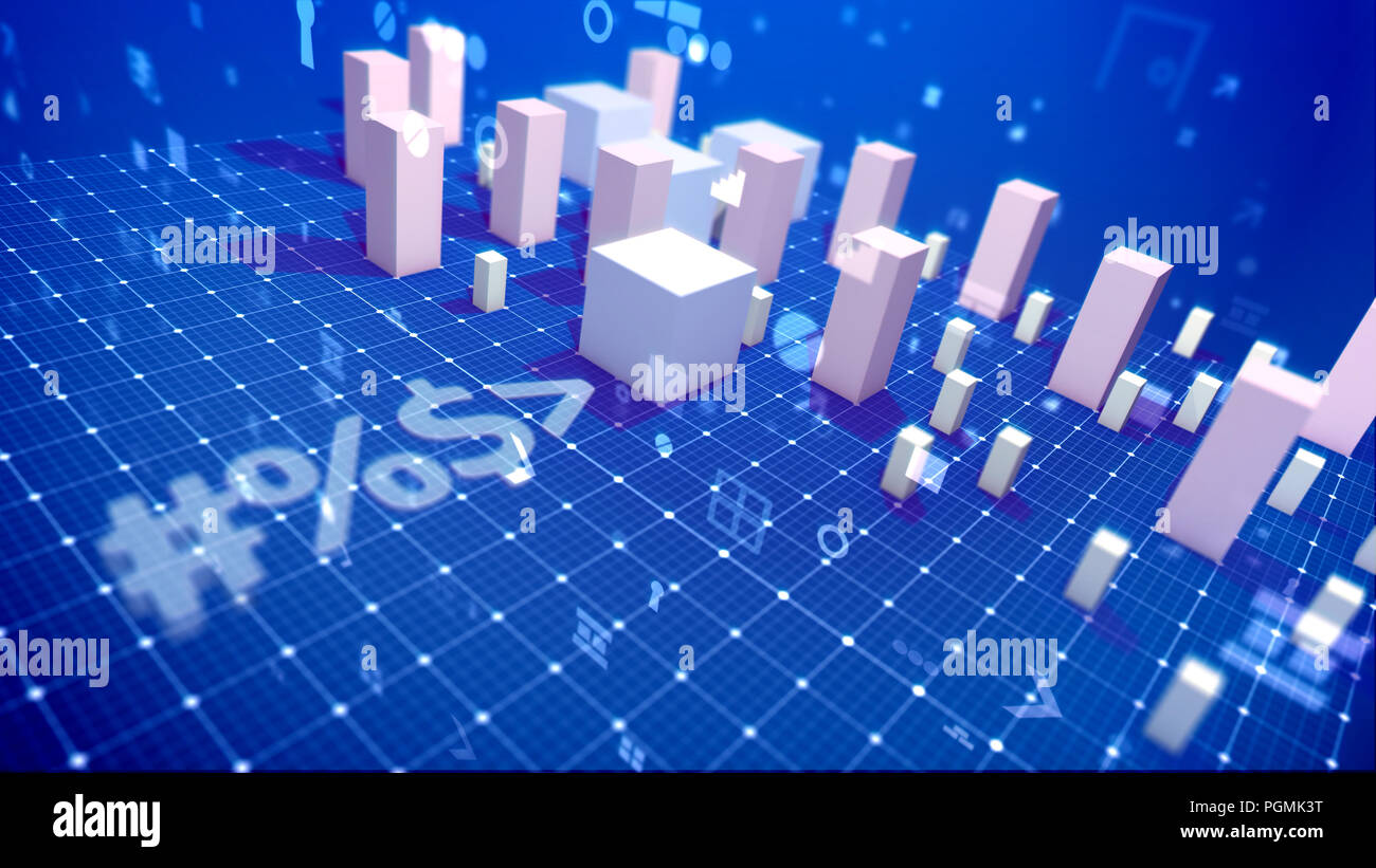 A gorgeous 3d illustration of a bar chart with moving up rectangular ...