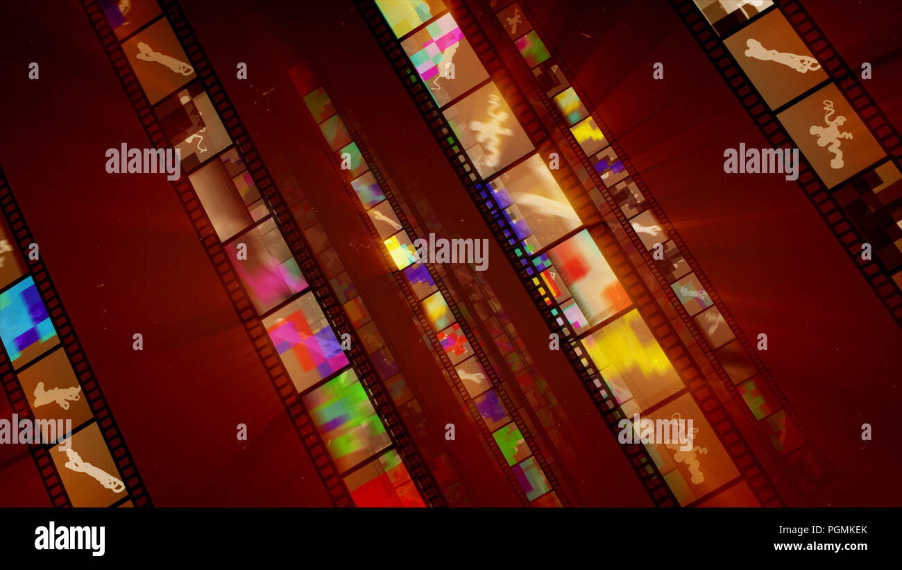 A spectacular 3d illustration of diagonal film stripes beaming like ...