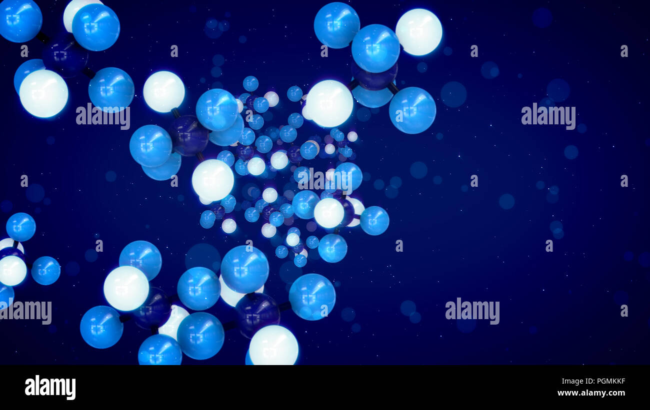 A gorgeous 3d illustration of green, white and black atoms linked in ...