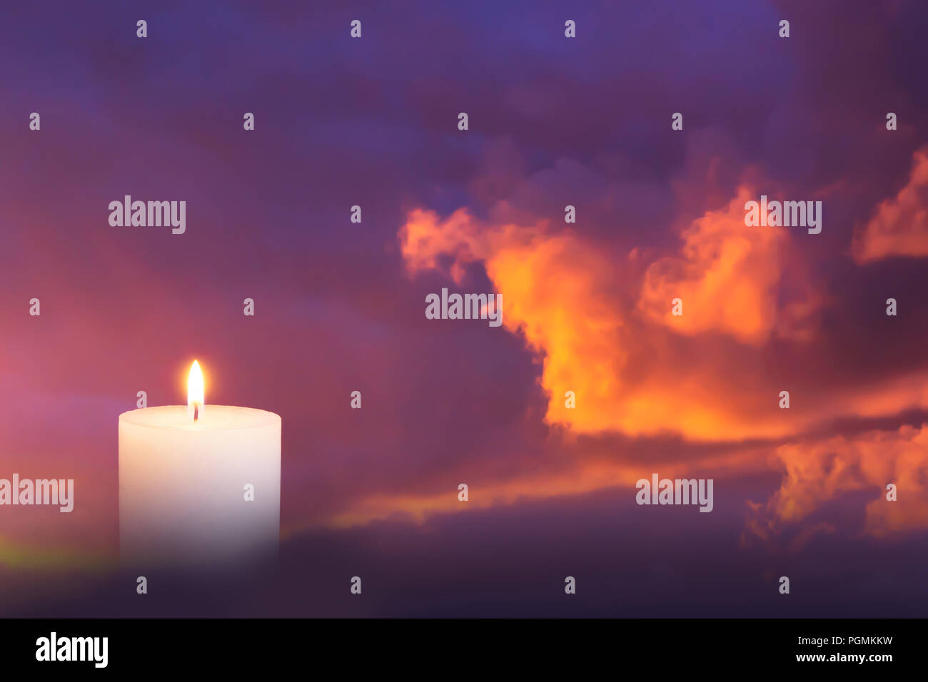 magic sunset sky with candle light Stock Photo - Alamy