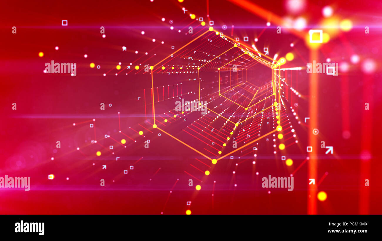 A stunning 3d illustration of a hexagonal neon portal located askew and ...