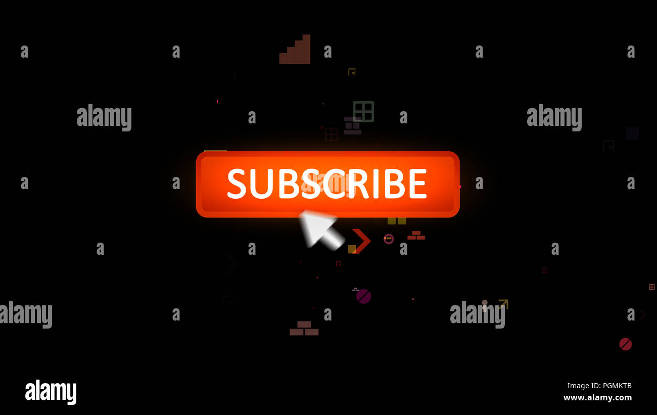 An exciting 3d illustration of an oval orange subscribe button with an ...