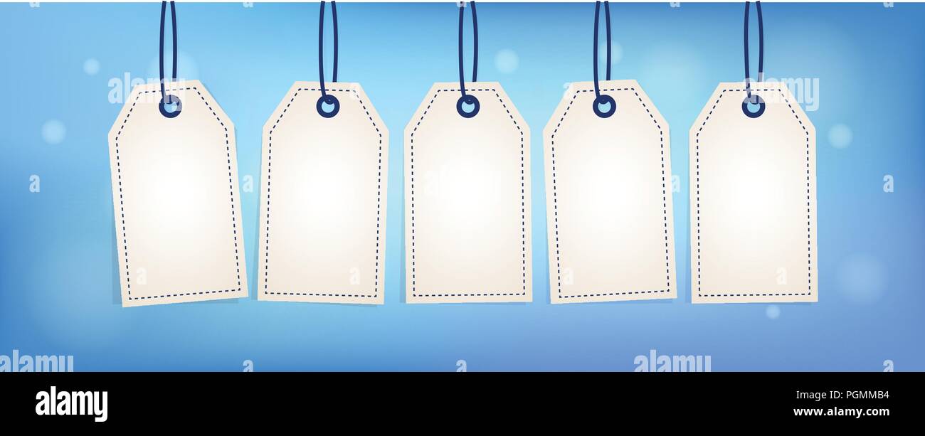 Set of white labels with blue background vector illustration EPS10 ...