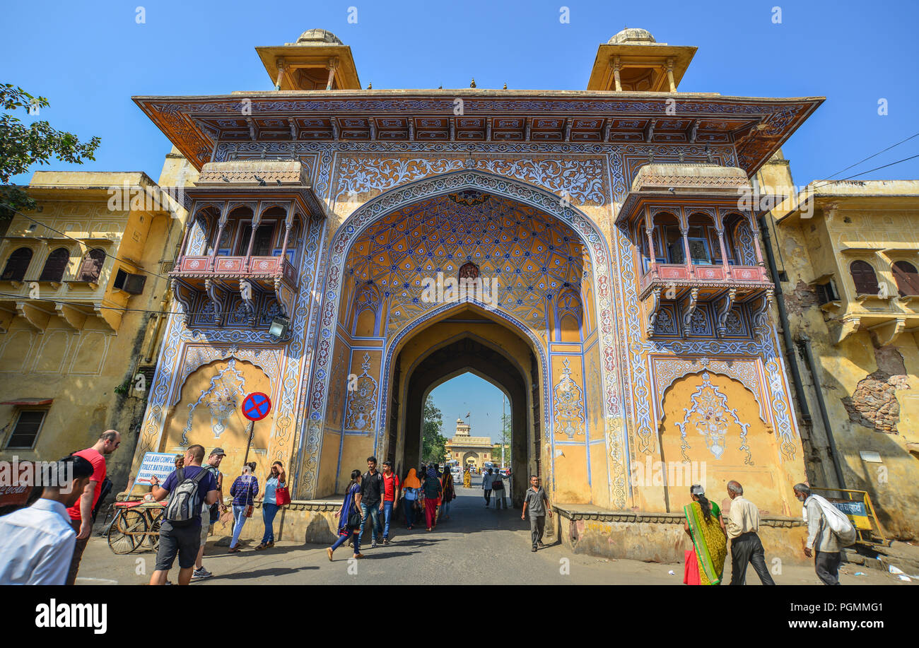 Jaipur, India - Nov 1, 2017. Old buildings located at Pink City in ...
