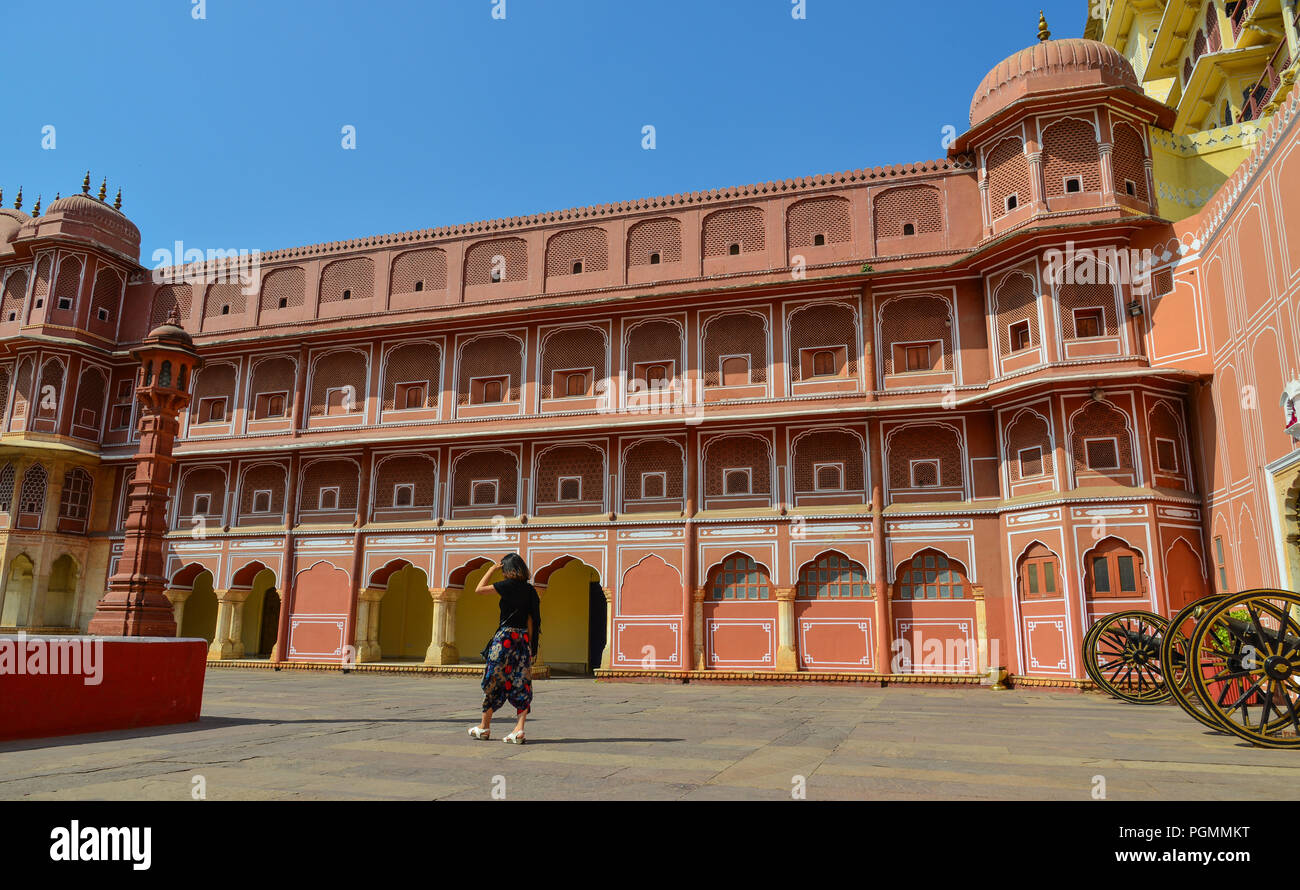 Jaipur, India - Nov 1, 2017. Old buildings located at Pink City in ...