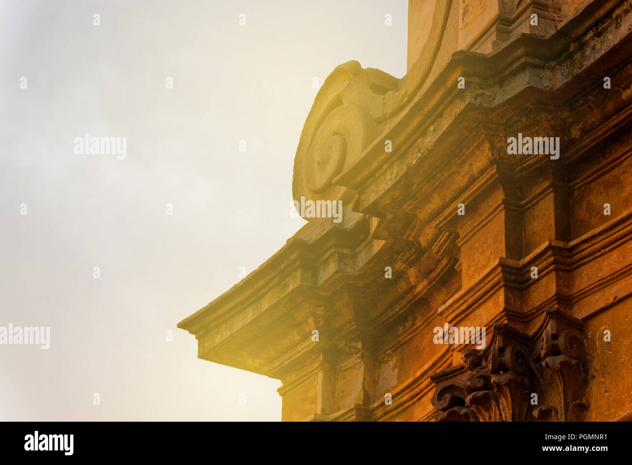 Old building in sunbeam light vintage facade in gothic style Stock ...