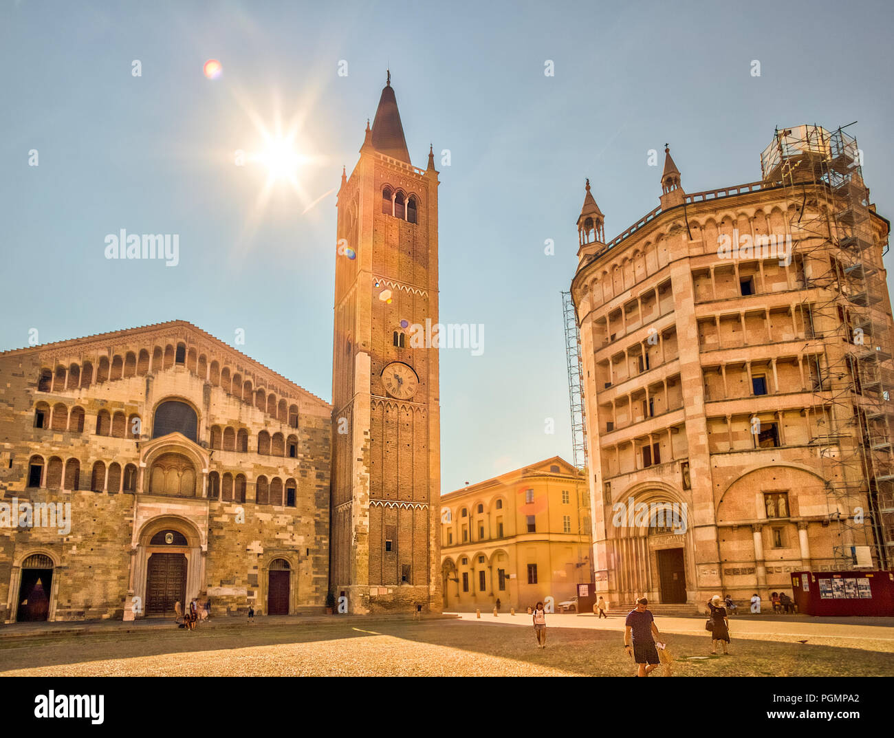 PARMA, ITALY – AUGUST 23, 2018: Tourists are walking and enjoying the ...