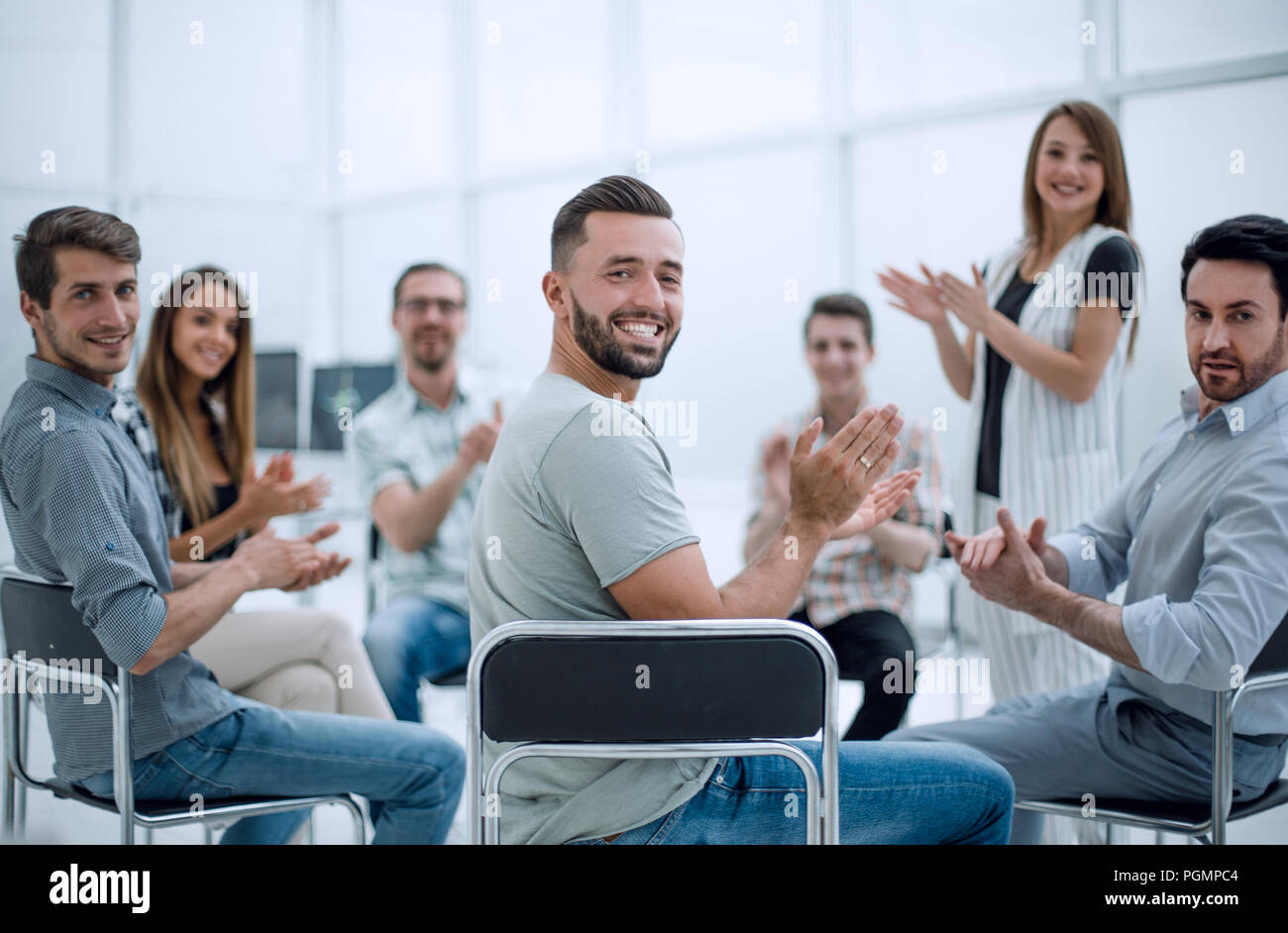 business team sitting in the conference room Stock Photo - Alamy