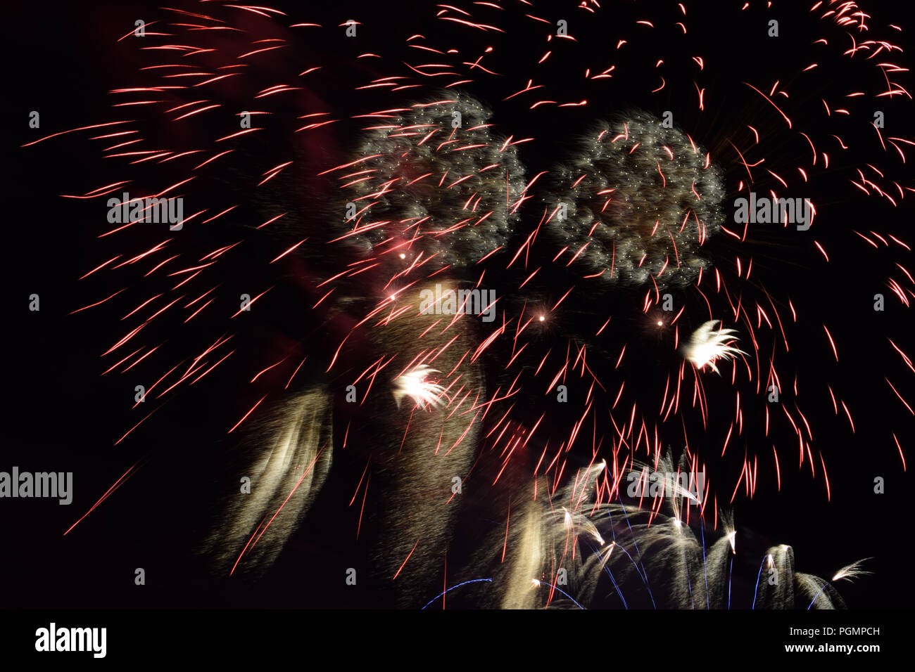 abstract fireworks sky, fireworks effect on dark sky background Stock ...