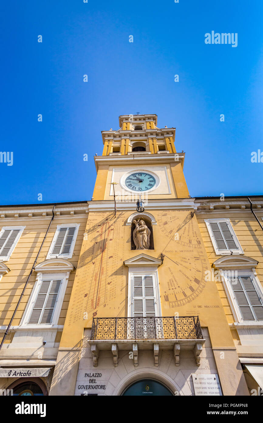 PARMA, ITALY – AUGUST 23, 2018: sundials telling time using the ...