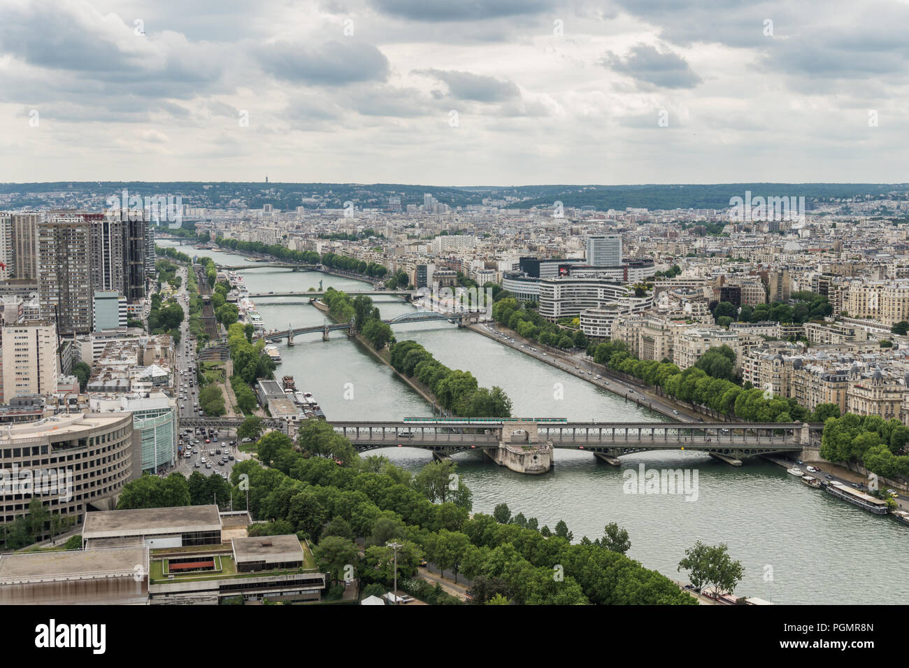 A view of the river Seine from the Eiffel Tower in Paris Stock Photo ...