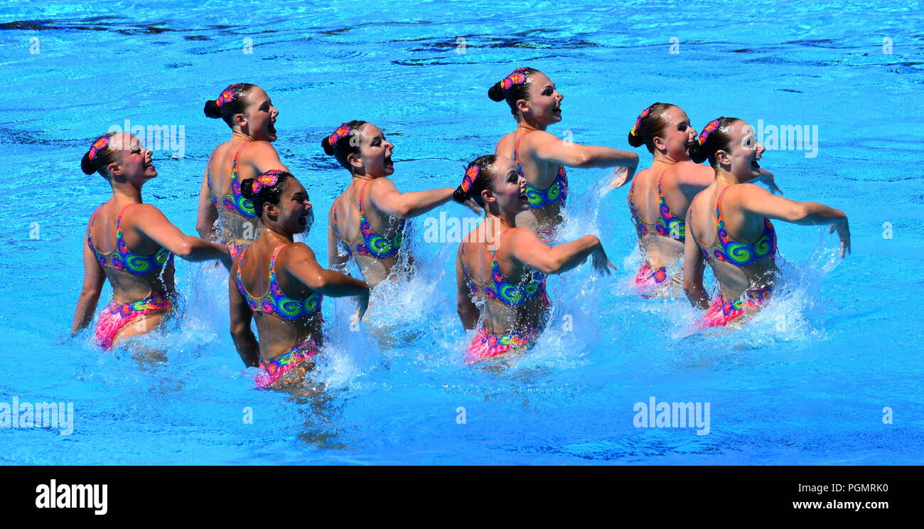 Budapest, Hungary - Jul 18, 2017. Synchronized swimming team Canada ...