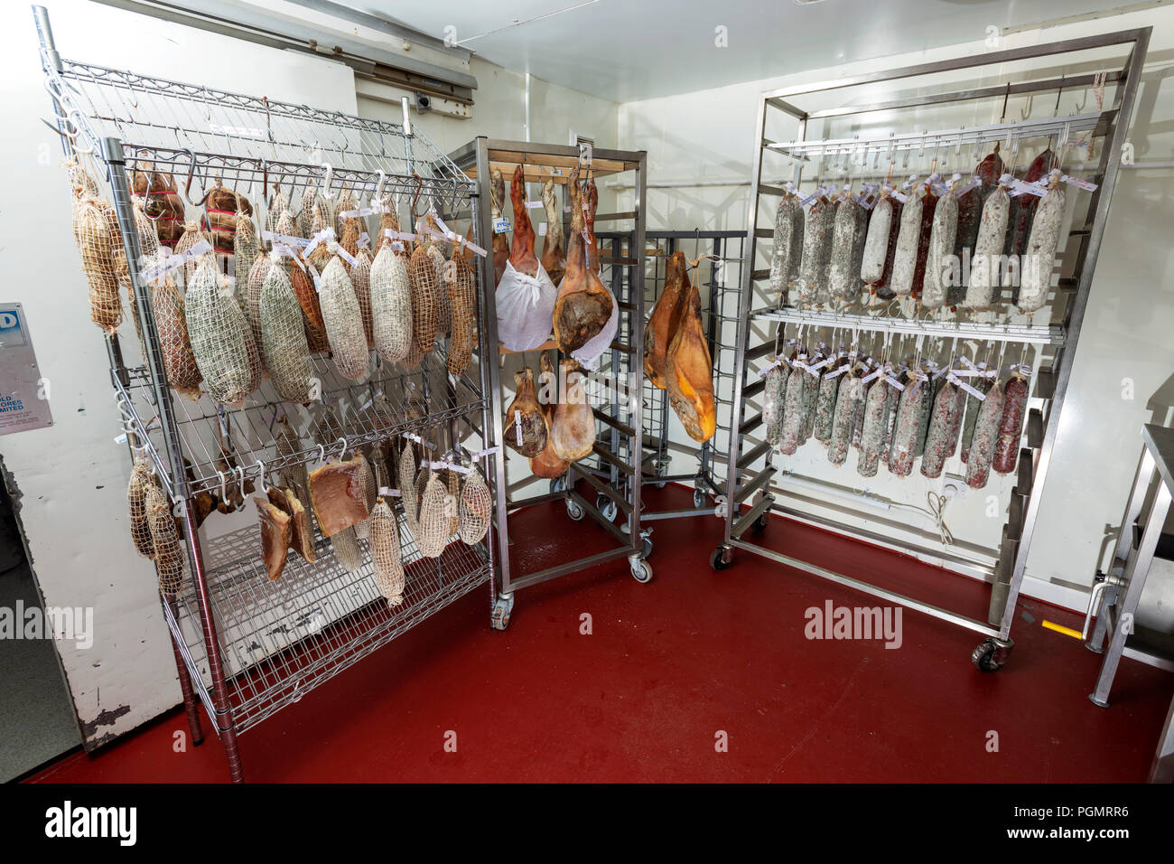 Salami cold store Stock Photo - Alamy