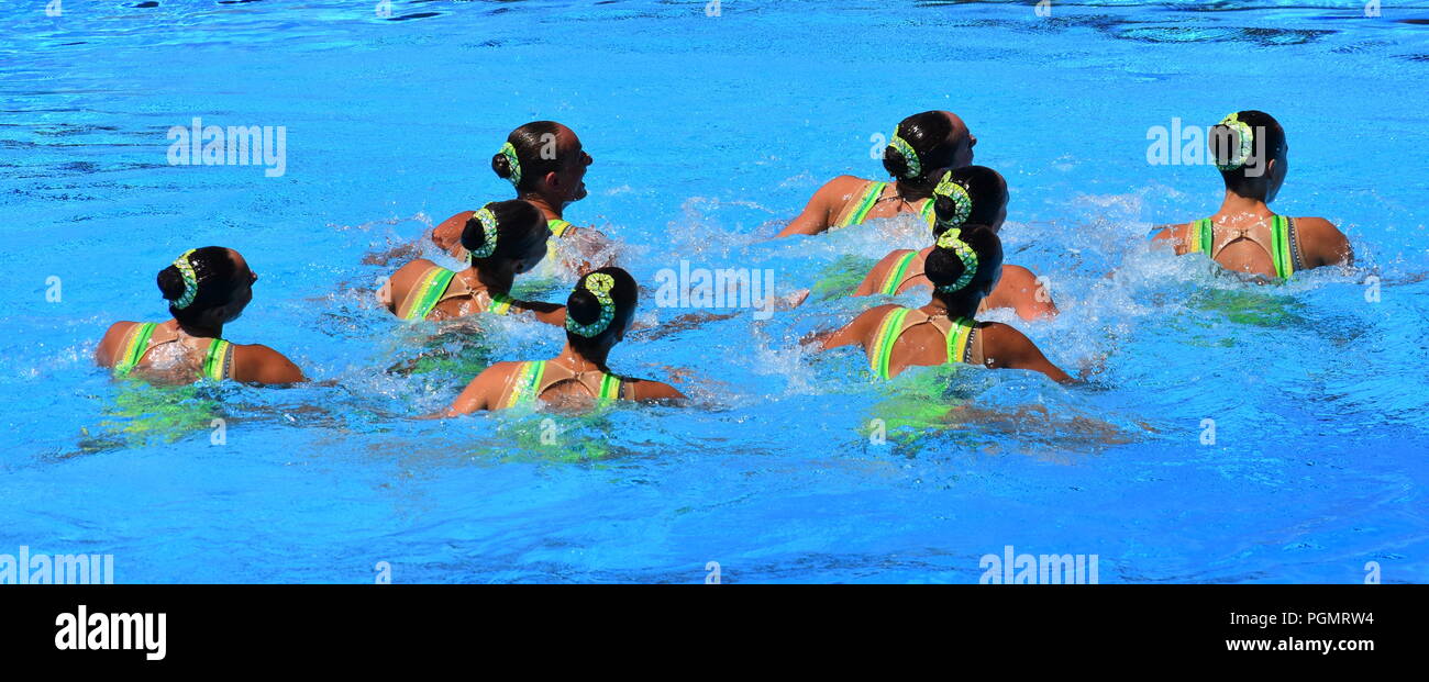Budapest, Hungary - Jul 18, 2017. Synchronized swimming team Ukraine ...