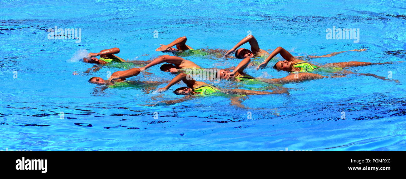 Budapest, Hungary - Jul 18, 2017. Synchronized swimming team Ukraine ...