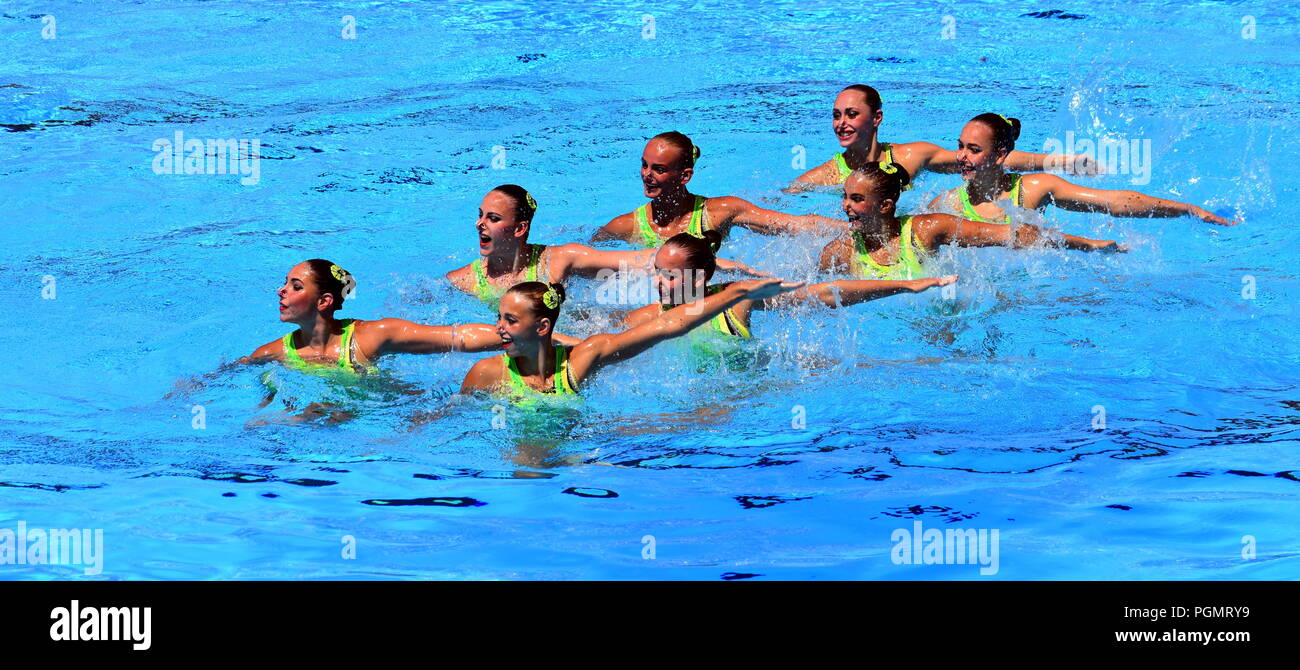 Budapest, Hungary - Jul 18, 2017. Synchronized swimming team Ukraine ...