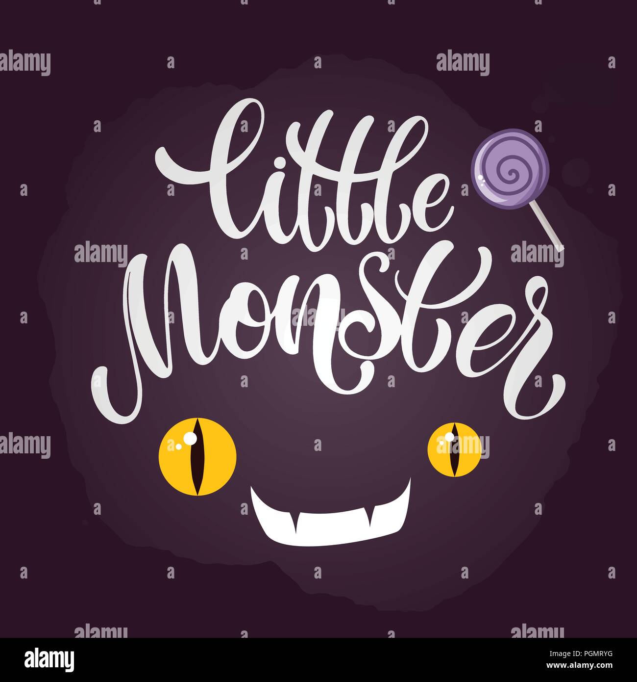 Little monster. Halloween hand written text. Design for print, poster ...
