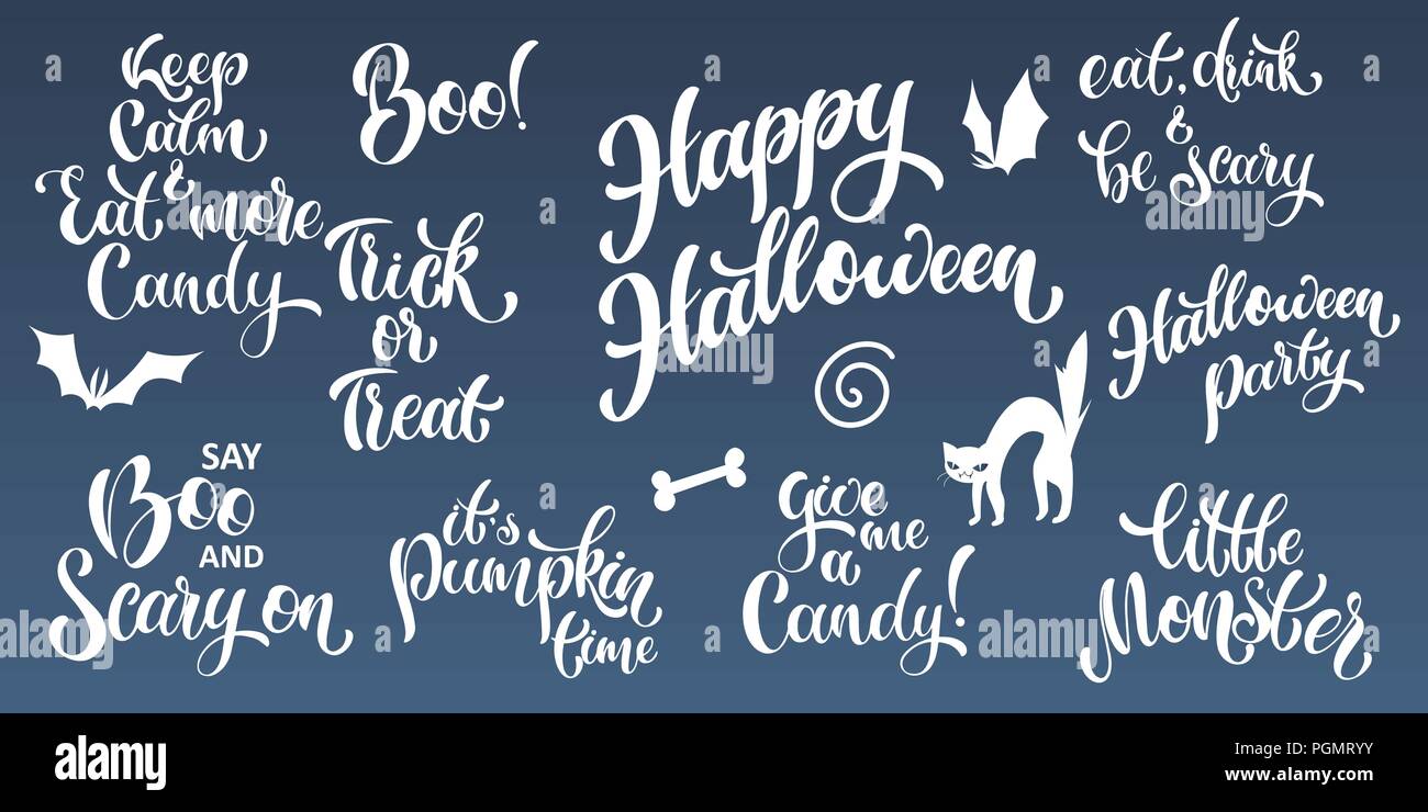 Halloween hand written text set. Design for print, poster, invitation ...