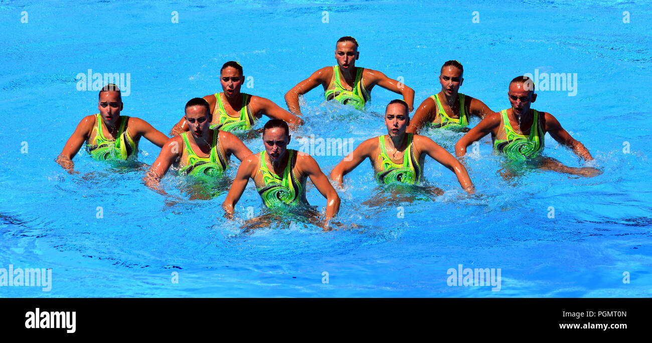 Budapest, Hungary - Jul 18, 2017. Synchronized swimming team Ukraine ...