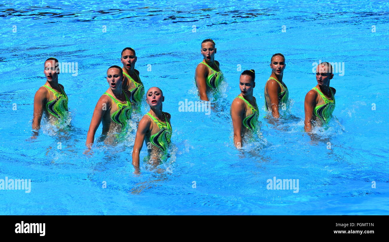 Budapest, Hungary - Jul 18, 2017. Synchronized swimming team Ukraine ...