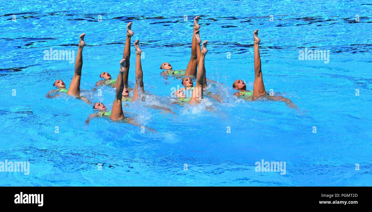 Budapest, Hungary - Jul 18, 2017. Synchronized swimming team Ukraine ...