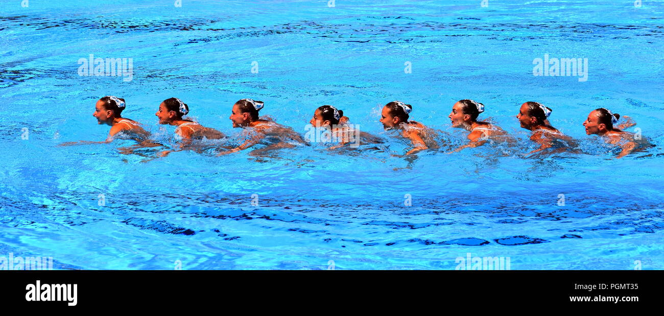 Budapest, Hungary - Jul 18, 2017. Synchronized swimming team Italy ...