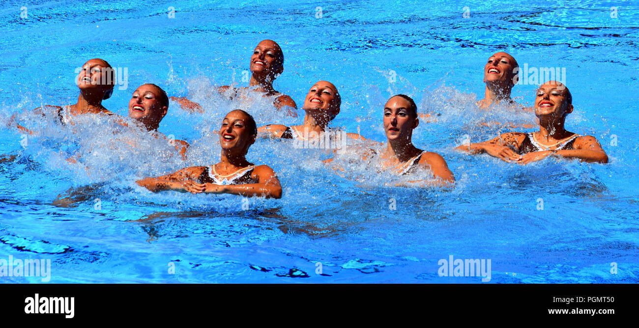 Budapest, Hungary - Jul 18, 2017. Synchronized swimming team Italy ...