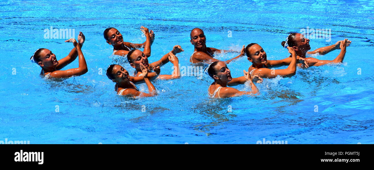 Budapest, Hungary - Jul 18, 2017. Synchronized swimming team Italy ...