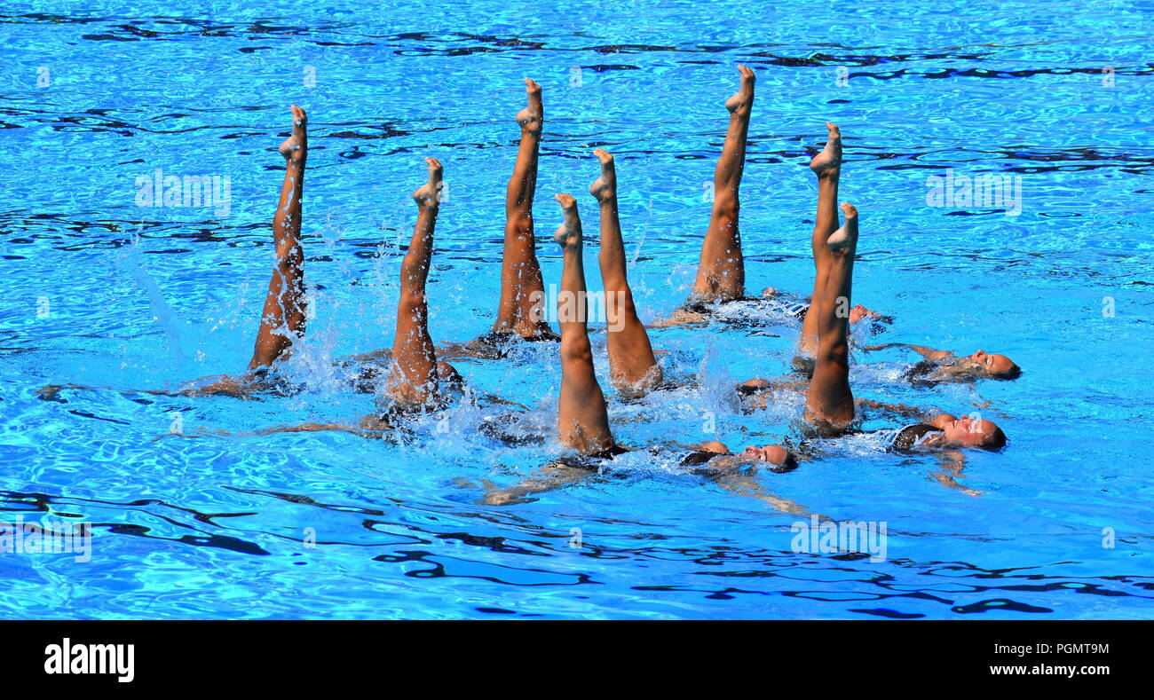 Budapest, Hungary - Jul 18, 2017. Synchronized swimming team Italy ...