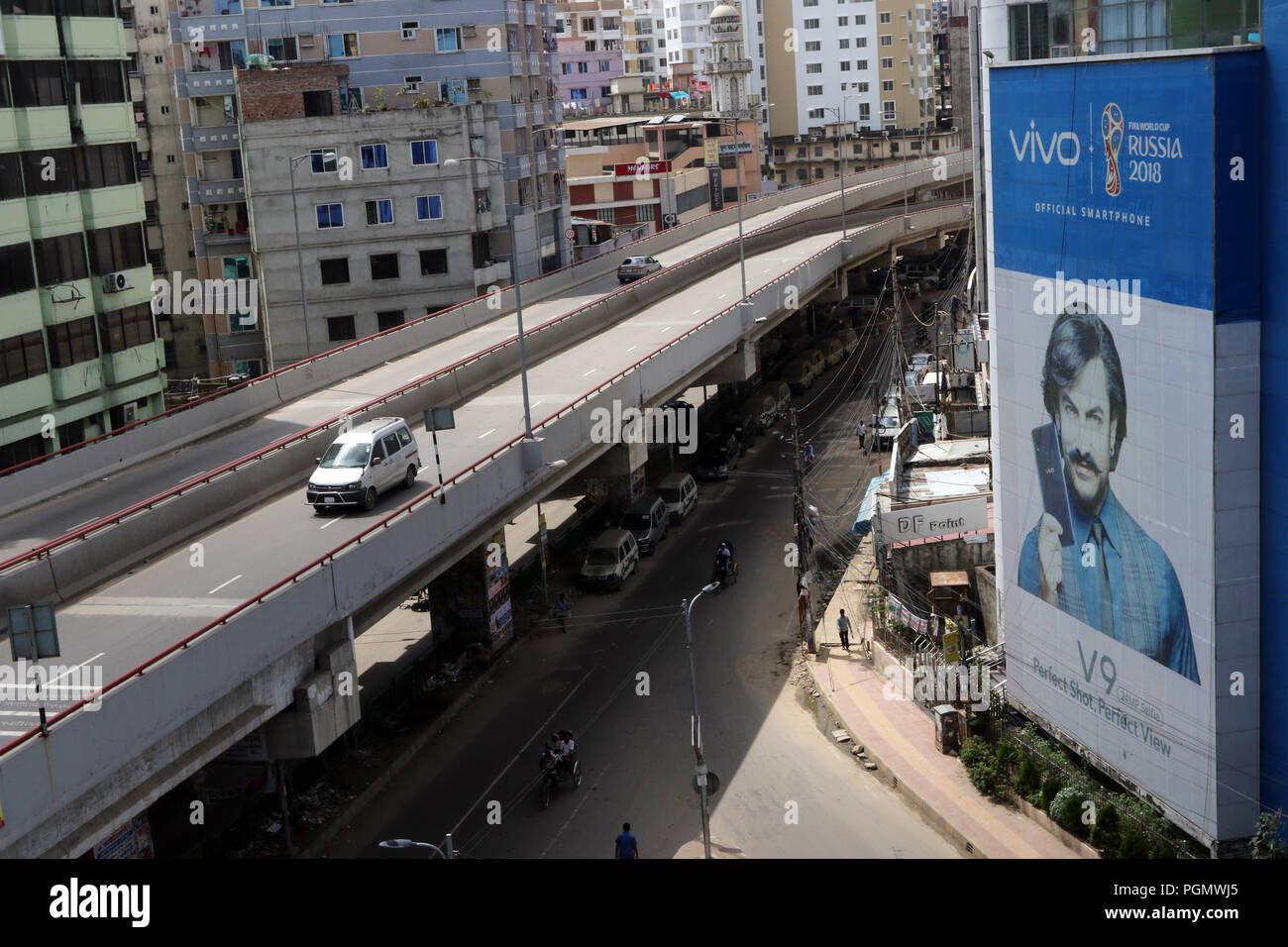 An advertisement for the new vivo V9 mobile is seen in mouchak market ...